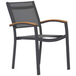 Ambia Garden Stapelsessel, Anthrazit, Braun, Metall, Kunststoff, Textil, eckig, 66x86x56 cm, Gartenm&ouml;bel, Gartenst&uuml;hle, Gartenst&uuml;hle stapelbar