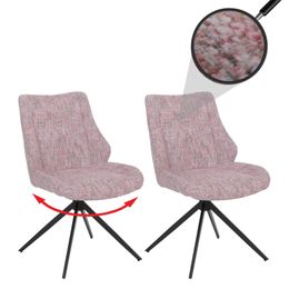 2er-Set Esszimmerstuhl MCW-O48, K&uuml;chenstuhl, drehbar Auto-Return, Stoff/Textil Chenille (410g/m&sup2;) ~ rosa