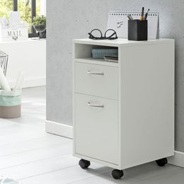 FineBuy Rollcontainer 33x63x38cm Schreibtischcontainer Rollen B&uuml;rocontainer Holz