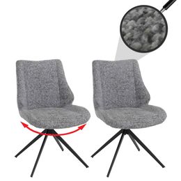 2er-Set Esszimmerstuhl MCW-O48, K&uuml;chenstuhl, drehbar Auto-Return, Stoff/Textil Chenille (410g/m&sup2;) ~ hellgrau