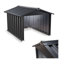 Juskys M&auml;hroboter Garage mit Satteldach Rasenm&auml;her Dach Carport aus Metall 98 x 89 x 63 cm
