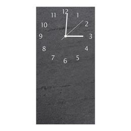 Wallario Uhr 20 x 20 cm, wei&szlig;e Zeiger Schwarze Schiefertafel Optik - Steintafel