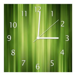 Wallario Uhr 30 x 30 cm, wei&szlig;e Zeiger Gr&uuml;n und schwarz gestreift - Abstraktes Streifenmuster
