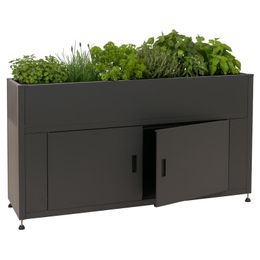 Hochbeet MCW-O85, Metallhochbeet Blumenkasten Pflanzk&uuml;bel Stauraum, Metall 47kg 91x161x51cm ~ anthrazit
