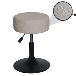 Hocker MCW-C22, Sitzhocker Schminkhocker, h&ouml;henverstellbar drehbar &Oslash; 37cm Stoff Boucl&eacute; (450g/m&sup2;) MVG ~ beige
