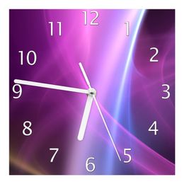 Wallario Uhr 30 x 30 cm, wei&szlig;e Zeiger Abstraktes Muster in violett lila pink schwarz