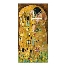 Wallario Uhr 30 x 30 cm, schwarze Zeiger Der Kuss von Klimt