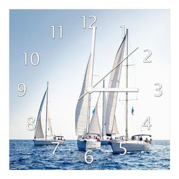 Wallario Uhr 30 x 30 cm, wei&szlig;e Zeiger Segelschiff auf dem Meer