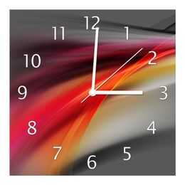 Wallario Uhr 30 x 30 cm, wei&szlig;e Zeiger Schwarz rot pink - Abstraktes Design