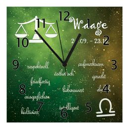 Wallario Uhr 20 x 20 cm, wei&szlig;e Zeiger Sternzeichen Waage