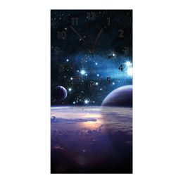 Wallario Uhr 30 x 30 cm, wei&szlig;e Zeiger Planeten im Weltall
