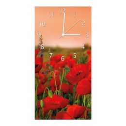 Wallario Uhr 30 x 30 cm, wei&szlig;e Zeiger Mohnblumen auf dem Feld