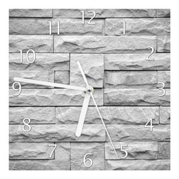 Wallario Uhr 30 x 30 cm, wei&szlig;e Zeiger Steinwand grau