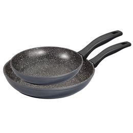 Stoneline Pfannenset 2 teilig, 20/26 cm, Antihaft beschichtete Pfanne mit echten Steinpartikeln, Pfanne Induktion und backofengeeignet, grau, zum &Ouml;l und Fett freiem Braten