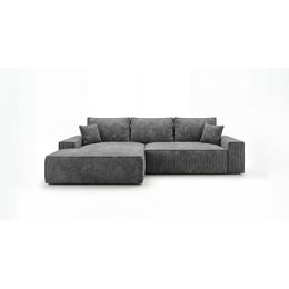 Cornero Ecksofa, Anthrazit, Textil, Echtholz,Buche, 3-Sitzer, L-Form, 280x185 cm, Wohnzimmer, Sofas & Couches, Wohnlandschaften, Ecksofas