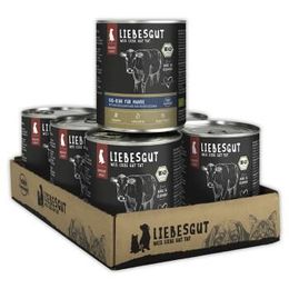 LIEBESGUT Hundefutter Bio-Rind mit Bio-Zucchini und Bio-Reisflocken 6x800 g