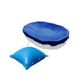 Abdeckplanen f&uuml;r Ovalbecken in Blau mit Luftkissen - SET 490 x 300 cm mit 11 Luftkissen