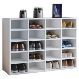Mid.you Schuhregal, Wei&szlig;, Holzwerkstoff, 16 F&auml;cher, 92x67x33 cm, Garderobe, Schuhaufbewahrung, Schuhregale