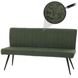 Sitzbank MCW-K16, Esszimmerbank Bank Polsterbank, R&uuml;ckenlehne Stoff/Textil Boucl&eacute; Metall 160cm ~ gr&uuml;n