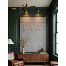 KADIMA DESIGN Flachgewebe-Teppich Ethno Silber 80x150 cm Ethno-Streifen
