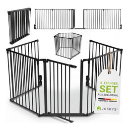 Juskys Metall Kaminschutzgitter 300 x 76 cm klappbar &ndash; Schutzgitter f&uuml;r Tiere &ndash; inkl. T&uuml;r
