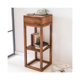 FineBuy Beistelltisch PATAN Holz Massiv Telefontisch Konsole Anrichte Regal Schublade