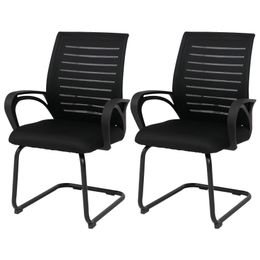 2er-Set Esszimmerstuhl MCW-K51, Stuhl Armlehne, Stoff/Textil (250g/m&sup2;) MVG ~ schwarz, Gestell schwarz