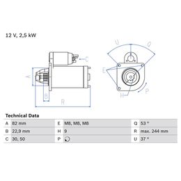 Bosch Starter 0986023120 f&uuml;r Fiat Peugeot Citro&euml;n Iveco
