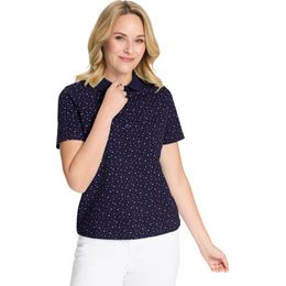 Damen Poloshirt im Tupfen-Dessin marine-fuchsia-getupft, Gr&ouml;&szlig;e 38