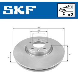 SKF Bremsscheibe vkbd80106v2 304mm 28mm f&uuml;r DS Opel Vaughall Citro&euml;n Peugeot TOYOTA