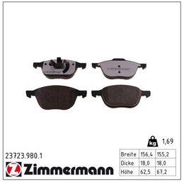Zimmermann Bremsbelagsatz, Scheibenbremse rd:z 237239801 Vorderachse f&uuml;r Ford (CHANGAN) Volvo MAZDA