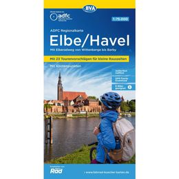 ADFC-Regionalkarte Elbe/Havel, 1:75.000, mit Tagestourenvorschl&auml;gen, mit Knotenp...