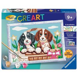 RAVENSBURGER VERLAG CreArt, Malen nach Zahlen Kinder - Hunde im K&ouml;rbchen