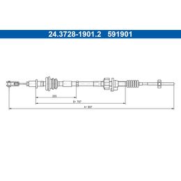 ATE Seilzug, Kupplungsbet&auml;tigung 24372819012 f&uuml;r Peugeot TOYOTA