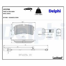 DELPHI Bremsbelagsatz, Scheibenbremse lp2706 f&uuml;r Audi VW Porsche