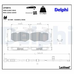DELPHI Bremsbelagsatz, Scheibenbremse lp3872 f&uuml;r LEXUS