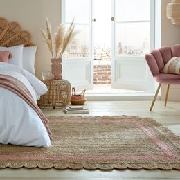KADIMA DESIGN Jute-Teppich geometrisch Braun-Rosa 160 x 230 cm - PLYM Kadima
