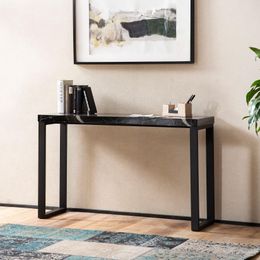 Konsolentisch FineBuy Anrichte 120cm Marmor Optik Flurtisch Schwarz Schreibtisch