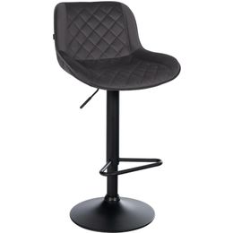 CLP Barhocker h&ouml;henverstellbar, Barstuhl Kasson drehbar mit R&uuml;ckenlehne, modern mit Fu&szlig;ablage und gepolsterter Sitz, schwarz Gestell