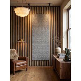 KADIMA DESIGN Flachgewebe-Teppich Ethno Silber 80x250 cm Ethno-Streifen