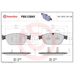 Brembo Bremsbelagsatz, Scheibenbremse p85128nx f&uuml;r VW Audi