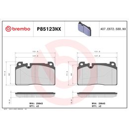 Brembo Bremsbelagsatz, Scheibenbremse p85123nx f&uuml;r Audi VW Porsche