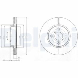 DELPHI Bremsscheibe bg4116c 258mm 22mm f&uuml;r DAIHATSU TOYOTA