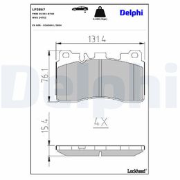 DELPHI Bremsbelagsatz, Scheibenbremse lp3867 f&uuml;r Mercedes