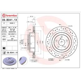 Brembo Bremsscheibe XTRA LINE 09.B041.1X 290mm 18mm f&uuml;r Subaru