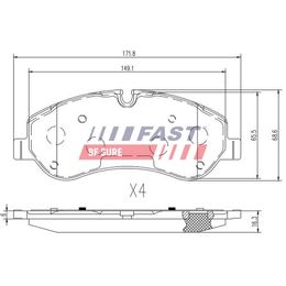 Fast Bremsbelagsatz, Scheibenbremse ft29549 Vorderachse f&uuml;r Ford