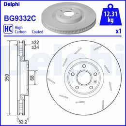 DELPHI Bremsscheibe bg9332c Geschlitzt/Gelocht 350mm 34mm f&uuml;r Porsche