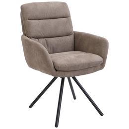 Cantus Armlehnstuhl, Taupe, Metall, Textil, Drehkreuz, 62x89x65 cm, Stoffauswahl, Sitzfl&auml;che 360&deg; drehbar, inklusive Armlehnen, Esszimmer, St&uuml;hle, Esszimmerst&uuml;hle, Armlehnenst&uuml;hle