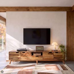 TV-Board Sheesham 240x40x48 natur sandgestrahlt lackiert MALM&Ouml; 2 #227