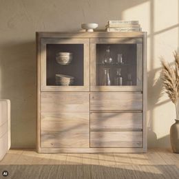 Highboard Mango 128x40x145 wei&szlig; lackiert TORONTO #303